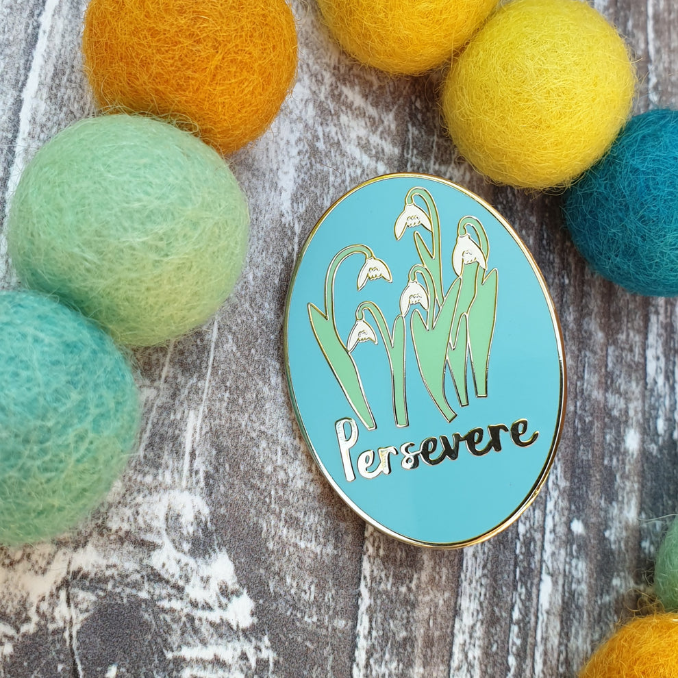 Persevere Snowdrop Hard Enamel Pin Brooch – Daffodowndilly